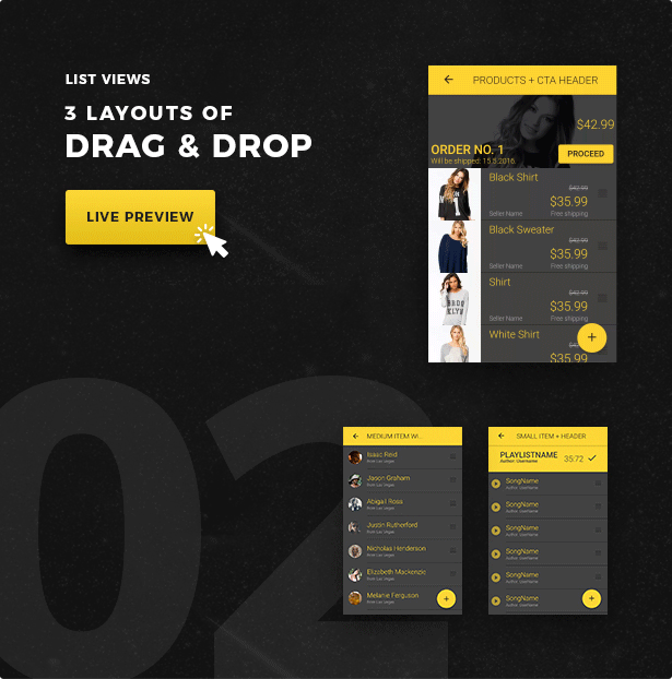 Ionic 3 UI Theme/Template App - Material Design - Yellow Dark Ionic App Template - code.market