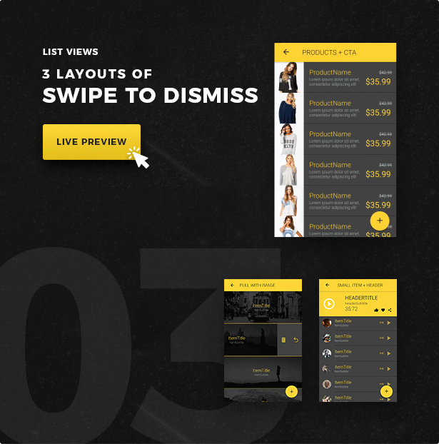 Ionic 3 UI Theme/Template App - Material Design - Yellow Dark Ionic App Template - code.market