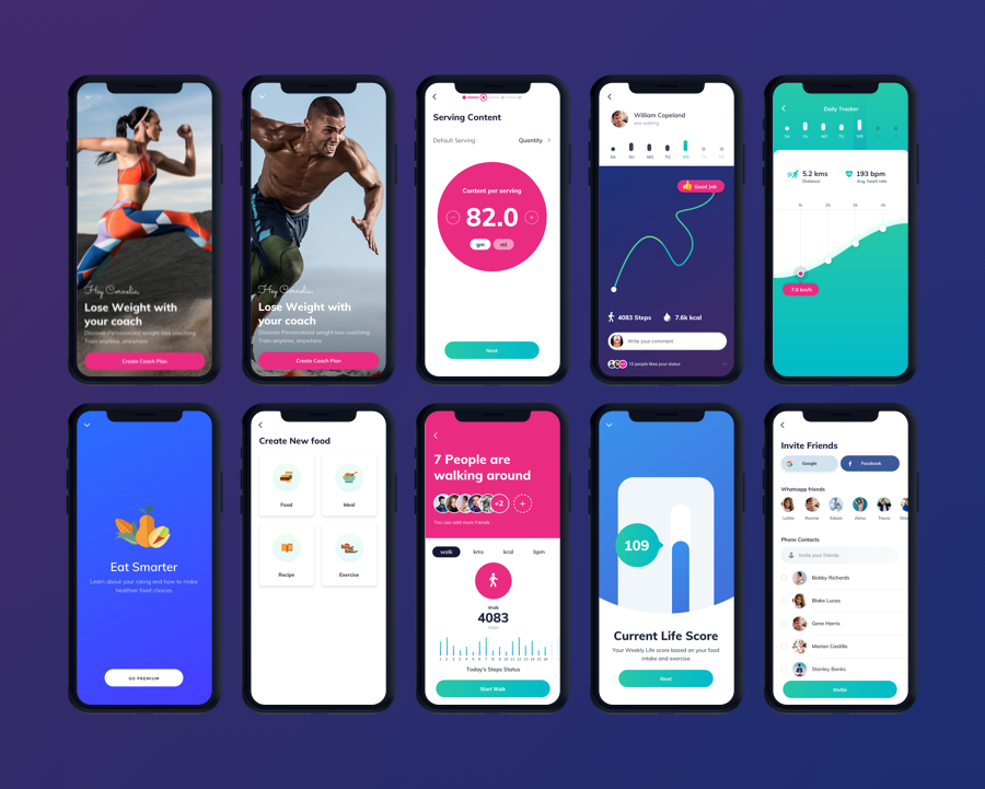 Lifesum Health and Fitness Mobile App - UI kit Sport Fitness Uikit ...