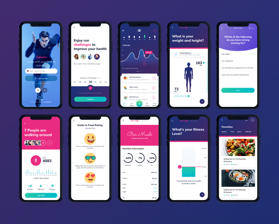 Lifesum Health and Fitness Mobile App - UI kit Sport Fitness Uikit ...