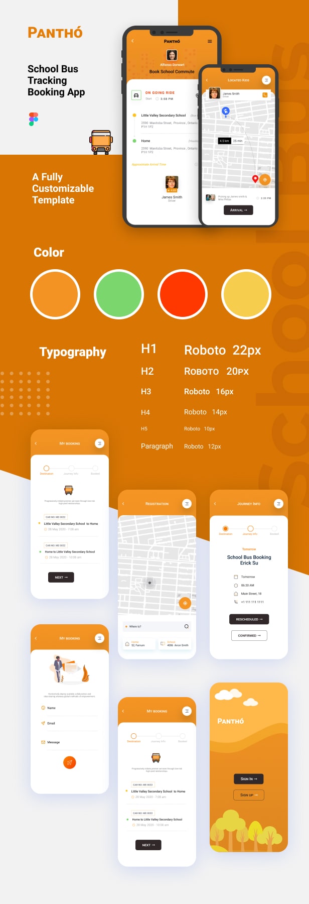 Panthó | School Bus Tracking Figma Template - code.market
