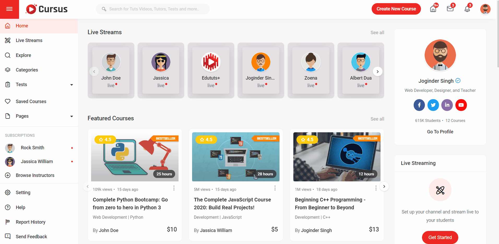 Cursus - LMS & Online Courses Marketplace HTML Template Books Courses ...