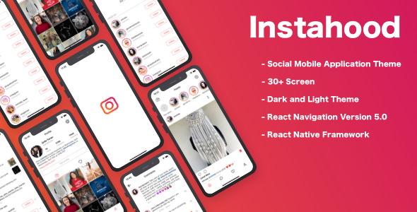 Codemarket | Instahood Social App Theme (Instagram clone) React Native