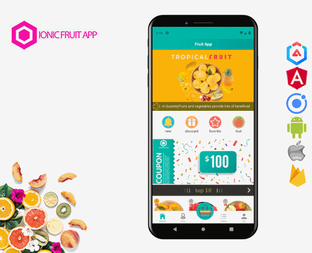 Ionic 5 Fruits UI Theme / Template / Firebase App - code.market