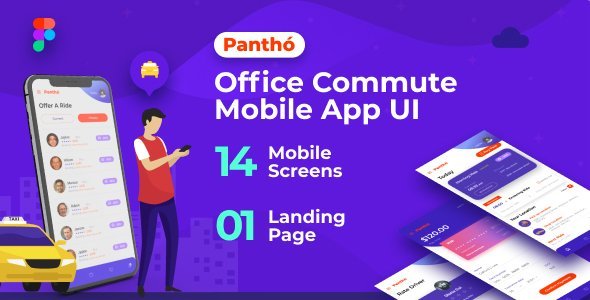 Panthó | A Office Commute Mobile App UI & Landing Page Figma Template ...