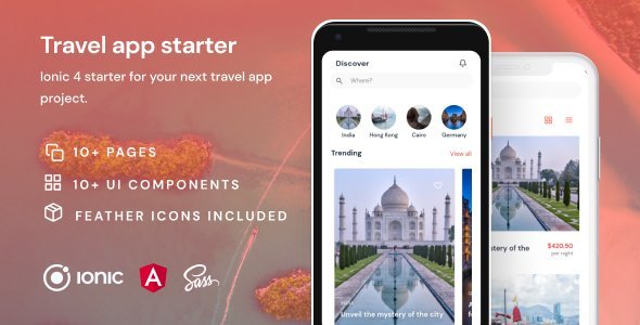 Travel App | Ionic 4 | Angular | UI Theme | Template - code.market
