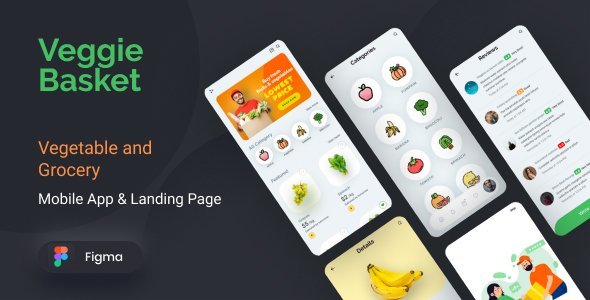 VeggieBasket | Mobile App and Landing Page Figma Template Ecommerce ...