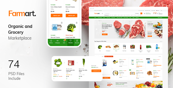 Farmart - Organic & Grocery Marketplace eCommerce PSD Template Food ...