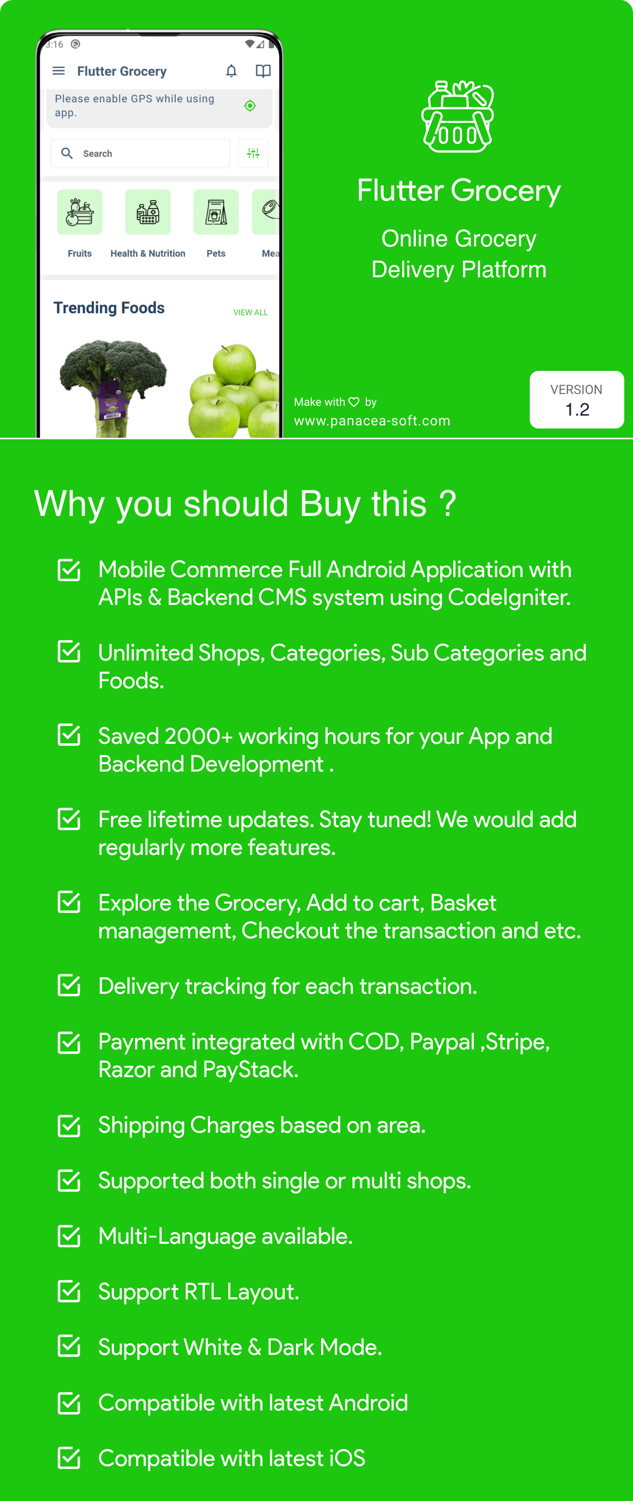 Codemarket | Flutter Multi Vendor Grocery (Convenience Store, Food,