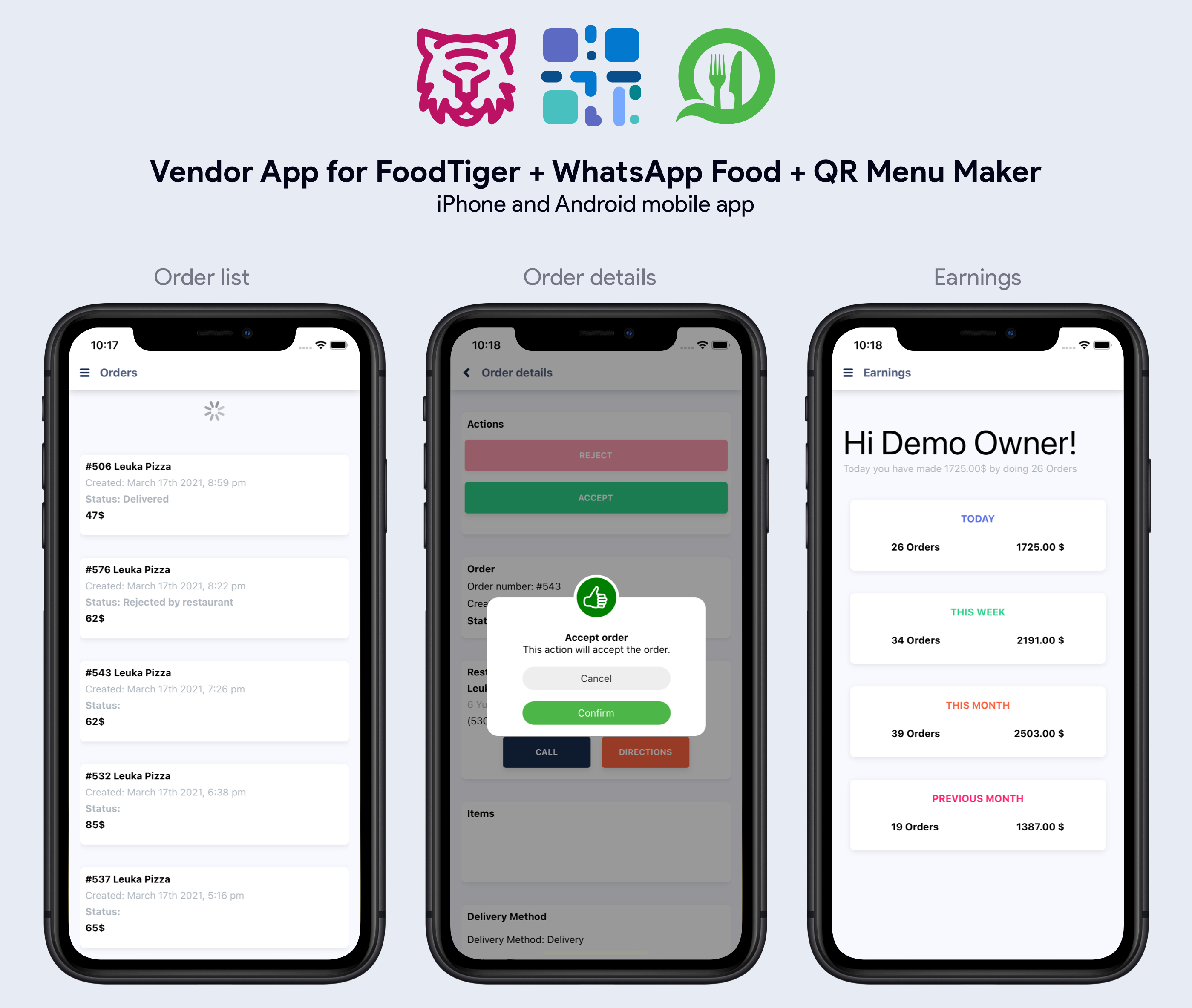 Vendor App - WhatsApp Food, FoodTiger, QR Menu Maker Android Food ...