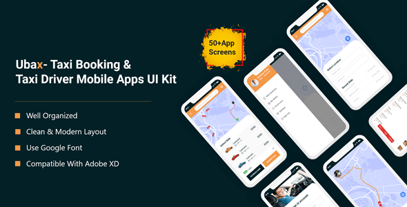 Codemarket | Ubax- Taxi Booking & Taxi Driver Mobile App UI Kit
