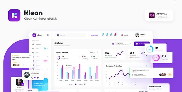 Kleon - Clean Admin Panel Dashboard UI Template Adobe XD - code.market
