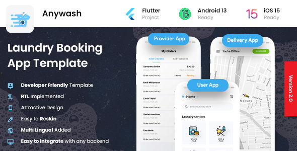 Codemarket | 6 App Template| Multi Vendor Laundry Booking App|