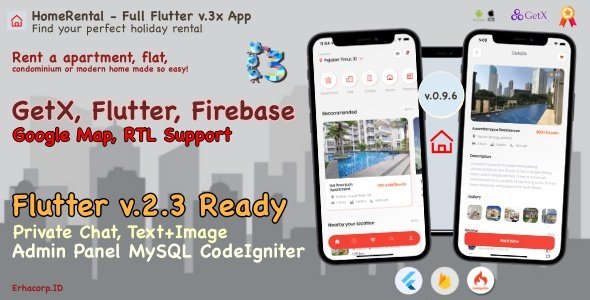 HomeRental - Full Flutter v.3x App with Chat | Web Admin Panel Flutter - code.market