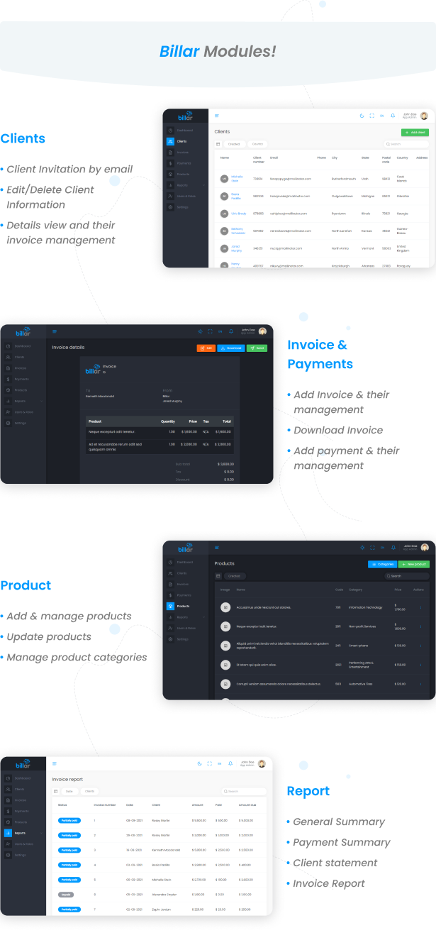 Billar - Invoice Management System Project Management Tools - code.market