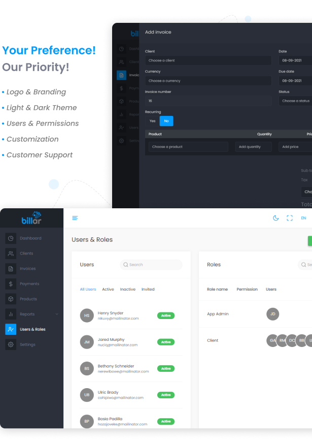 Billar - Invoice Management System Project Management Tools - code.market