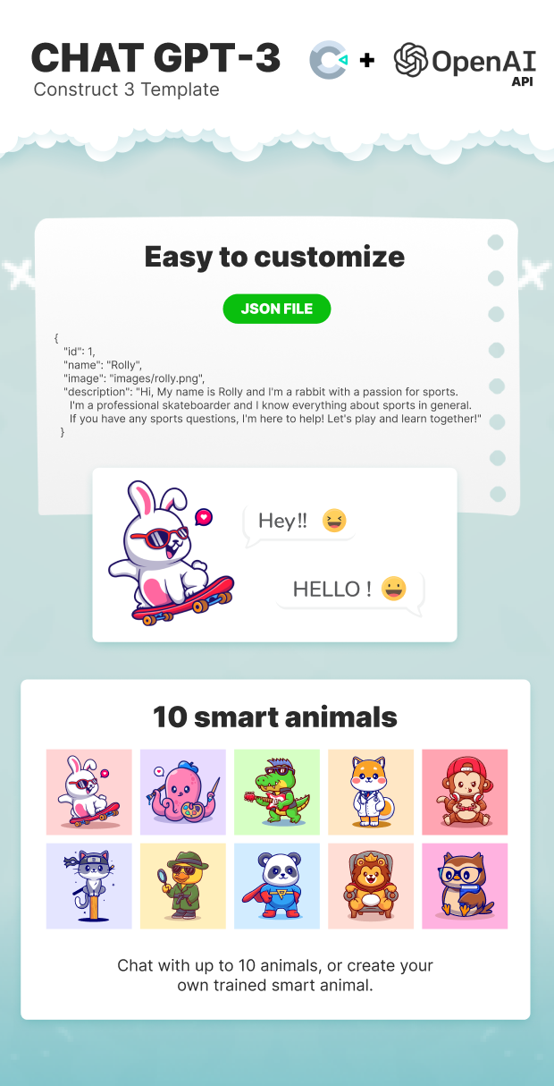 Chat GPT-3 OpenAI Construct 3 Chat Template Templates - code.market
