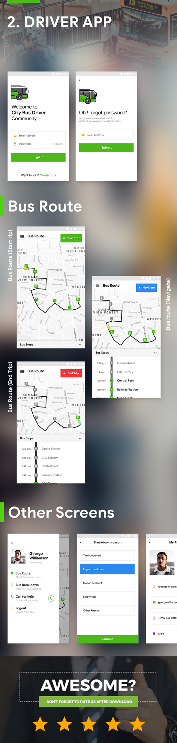 4 App Templates| City Bus Tracking App| City Bus - code.market
