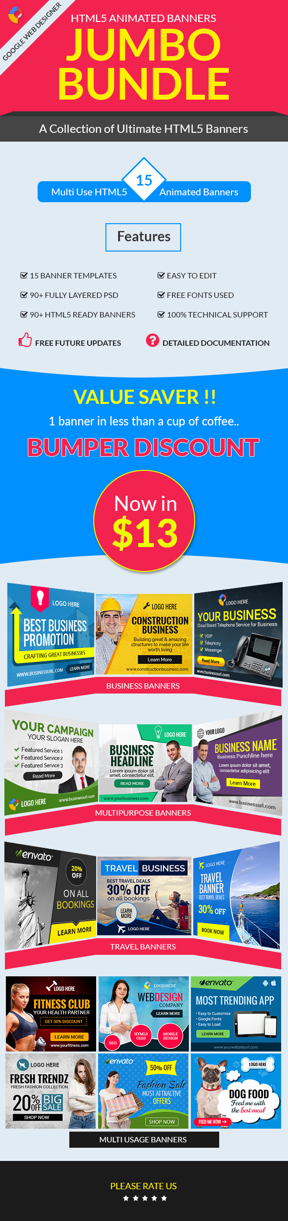 Jumbo Bundle - Collection of HTML5 Animated Banner Templates Ad ...