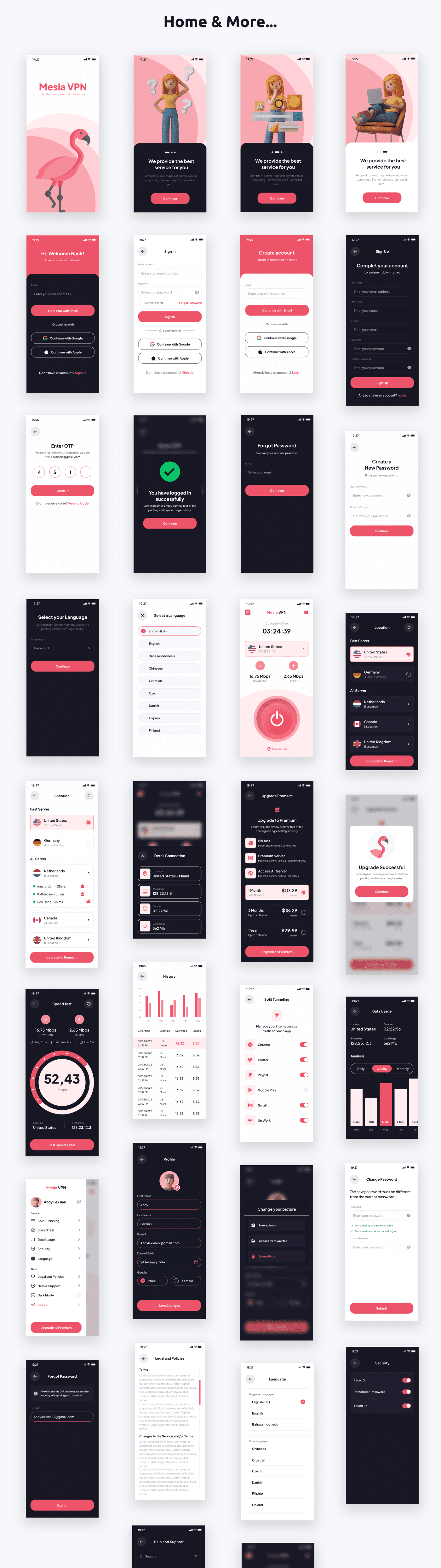 VPN Mobile App | UI Kit | Flutter | Figma FREE | Life - code.market
