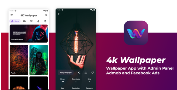 4K Wallpaper App with Admin Panel and Admob, Facebook Ads Android Full ...