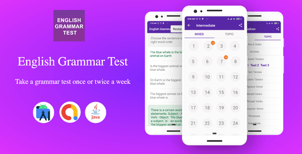 English Grammar Test APP ( Admob + Android Studio) Android Full ...