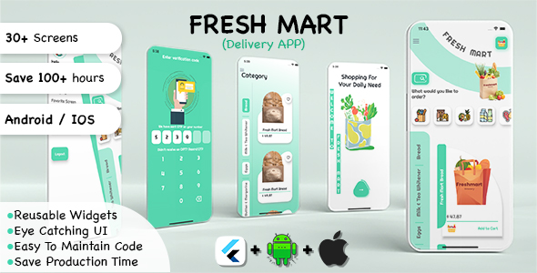 Fresh Mart Delivery App for E-commerce, Grocery - code.market