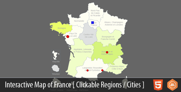 Interactive Map of France - HTML5 Media - code.market