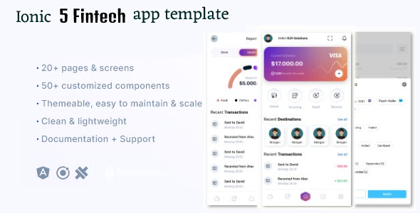 Ionic 5 fintech app template Native Web - code.market