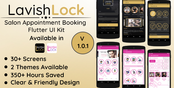 Lavish Lock - Flutter App UI Kit for Salon Appointment booking Flutter - code.market