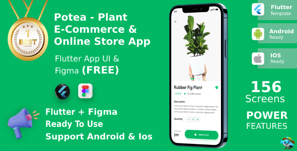Plant E-Commerce & Online Store App | UI Kit | Flutter - code.market