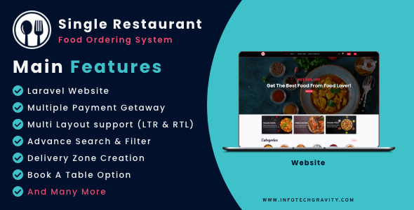 Single Restaurant - Laravel Website & Admin Panel - code.market