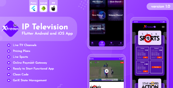 Xtream - IPTV Flutter App UI Kit Flutter Templates - code.market