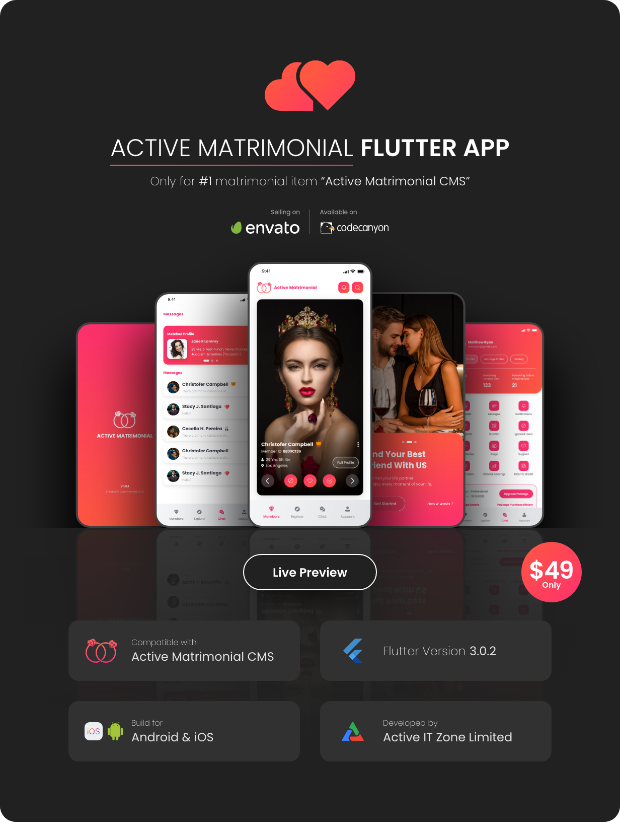 Active Matrimonial Flutter App Flutter - code.market