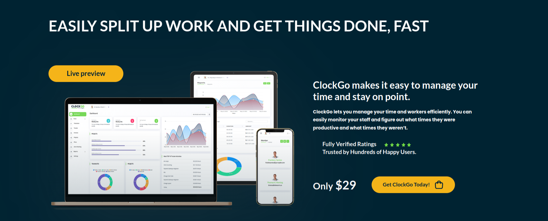 ClockGo SaaS - Time Tracking Tool Project Management Tools - code.market