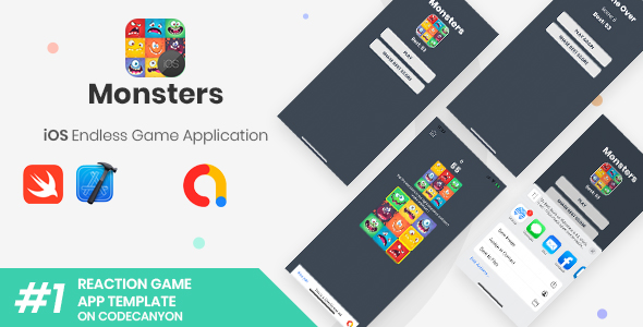 Monsters | iOS Endless Reaction Game Application Ios Games - code.market