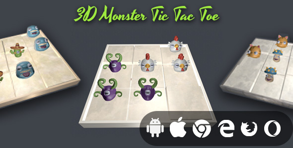 3D Monster Tic Tac Toe - Puzzle Game For Kid Games - code.market